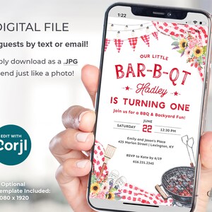 First Birthday BBQ Invitation, 1st Birthday BBQ Party Text Invitation ...