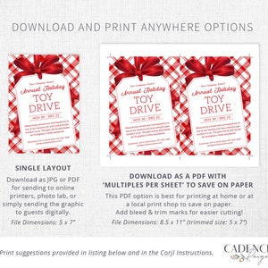 Holiday Toy Drive Flyer Printable Kids Christmas PTO PTA School ...