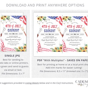4th of July Party Invitation, 4th of July Cookout Invitation, July 4th ...