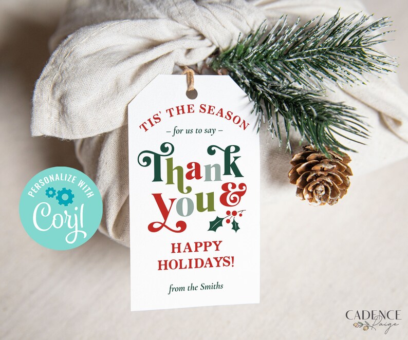 Printable Thank You Gift Tags, Thank You Holiday Tags, for Friends, for ...
