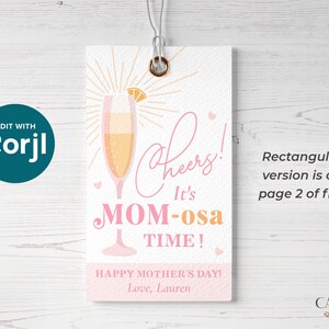Mimosa Mother's Day Gift Tag, Mom-osa Gift Tag for Mom Friends, Fun ...