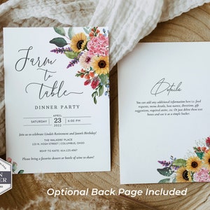 Farm to Table Dinner Party Invitation, Farm Dinner Party Invitation ...