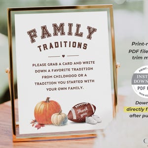Family Traditions Sign for Fall Baby Shower Tailgate Baby Shower Family ...