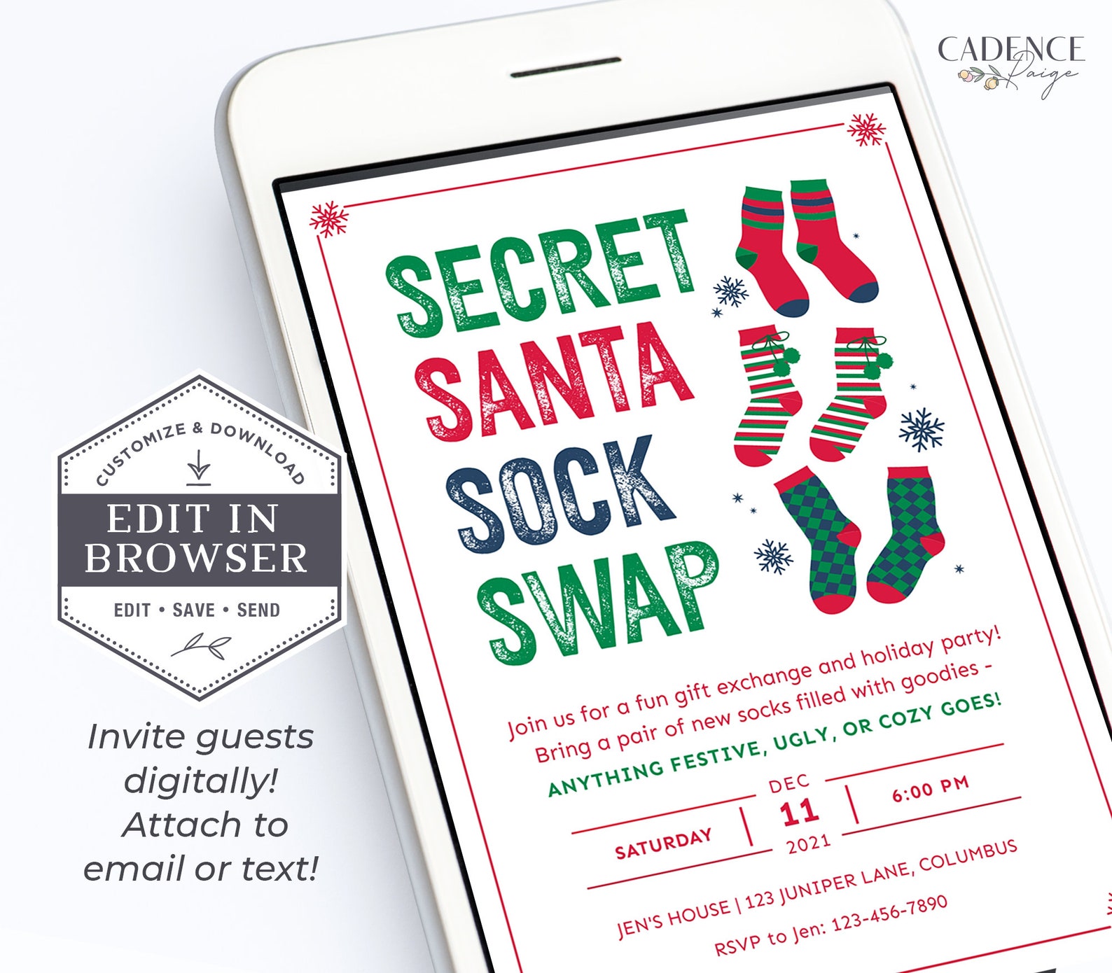 Christmas Sock Exchange Party Invite Holiday Sock Swap Party - Etsy