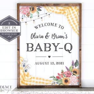 Yellow Babyq Welcome Sign, Baby-q Shower Sign, BBQ Baby Shower Sign ...