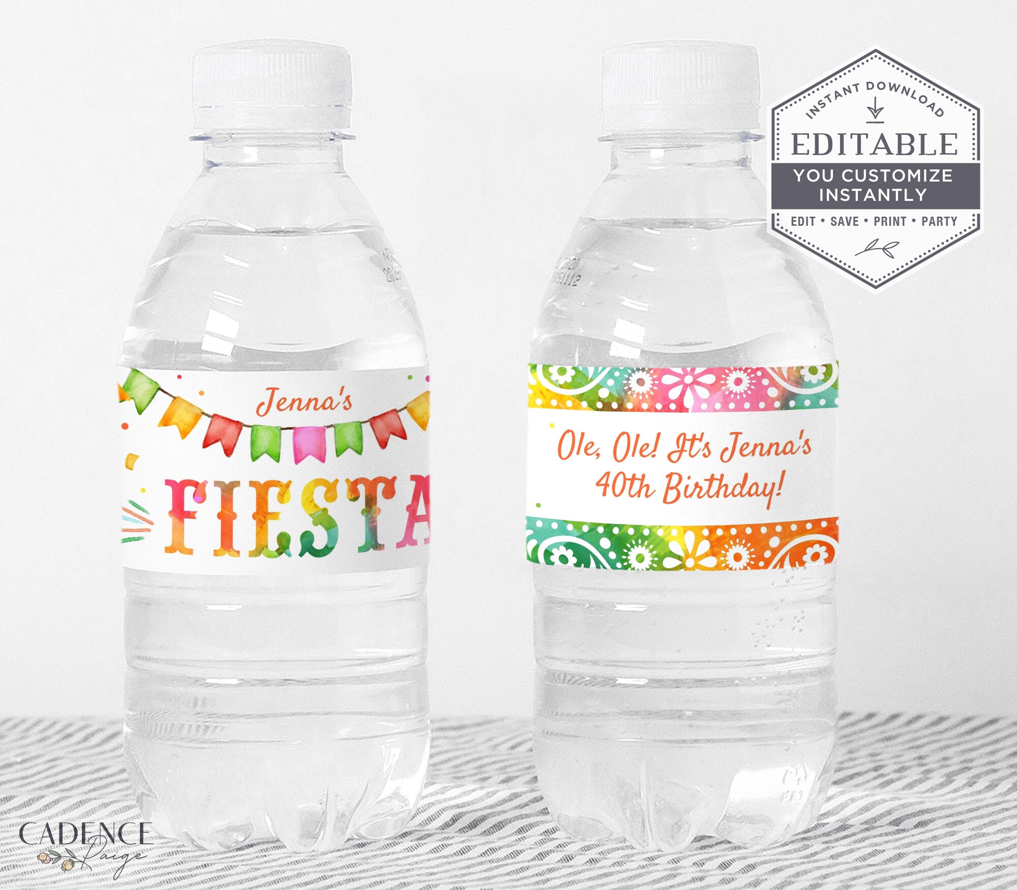 Printable Water Bottle Labels Fiesta Water Bottle Labels - Etsy