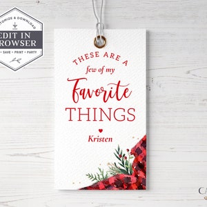 Favorite Things Gift Tag, Favorite Things Favor, Printable Holiday Gift ...
