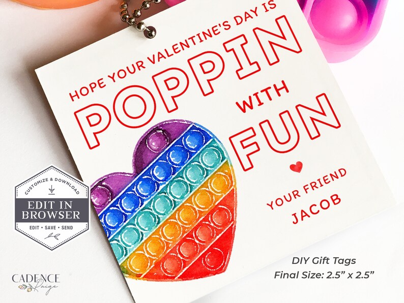 Valentine's Day Pop It Tags Classroom Valentines - Etsy