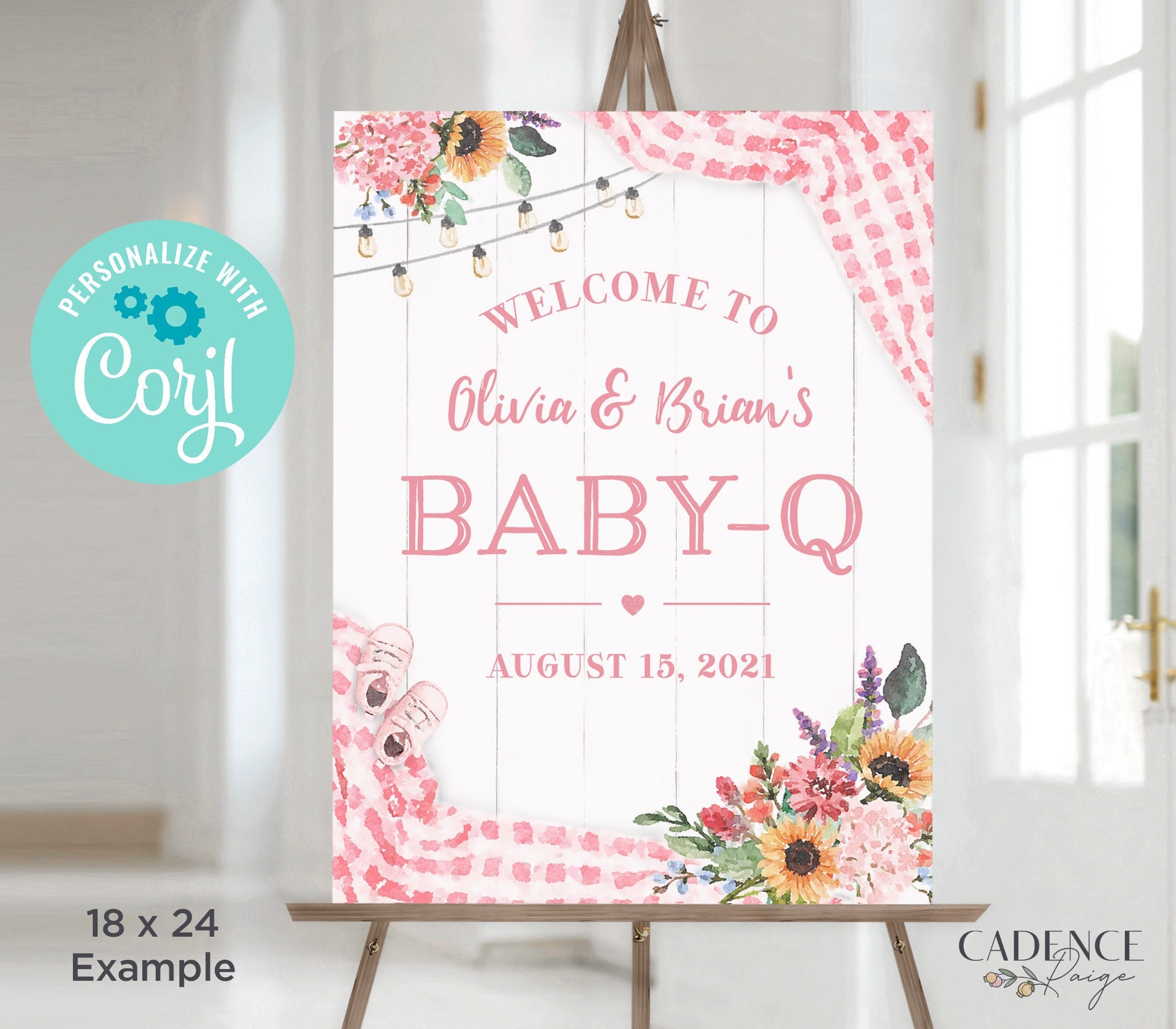 Pink Babyq Welcome Sign, Baby-q Shower Sign, BBQ Baby Shower Sign ...