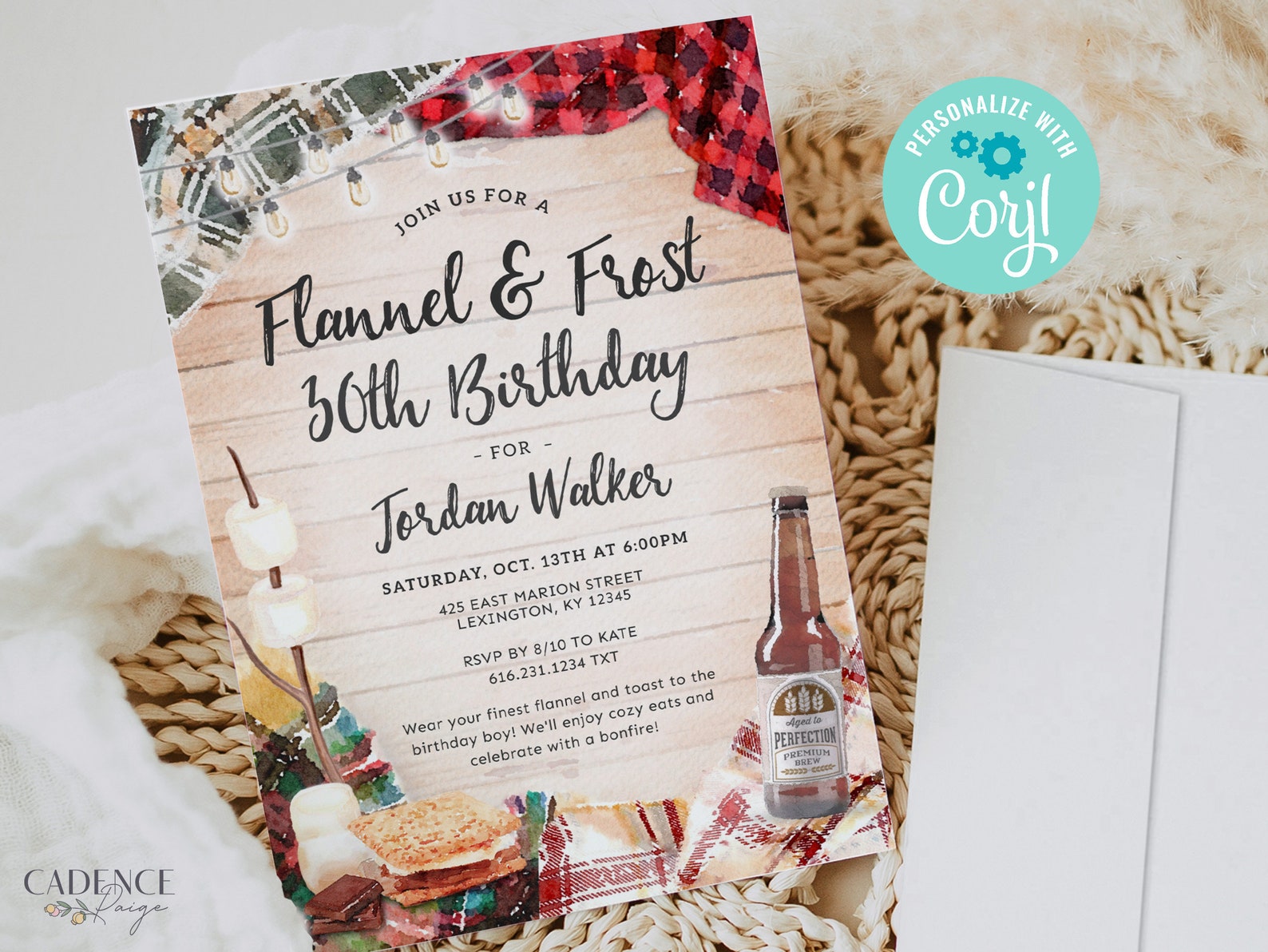 Flannel Birthday Invitation, Fall Adult Birthday Invite, Flannel ...