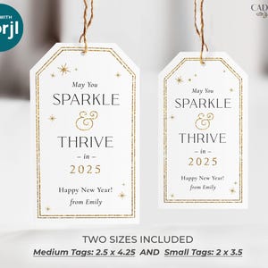 Happy New Year Gift Tag 2025, Printable New Years Tag, Editable New ...