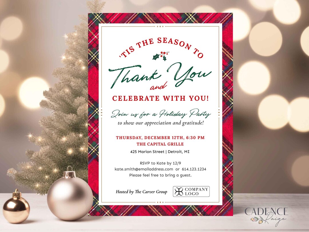 Company Holiday Party Invitation Template With Logo, Corporate ...