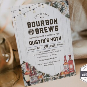 Bourbon and Brews Birthday Invitation, 30th, 40th, 50th, 60th Birthday ...