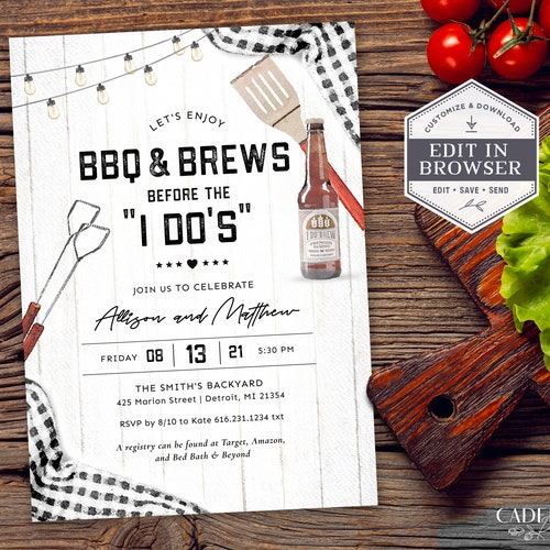 I Do BBQ Invitation Couples Shower Red Printable Invite - Etsy
