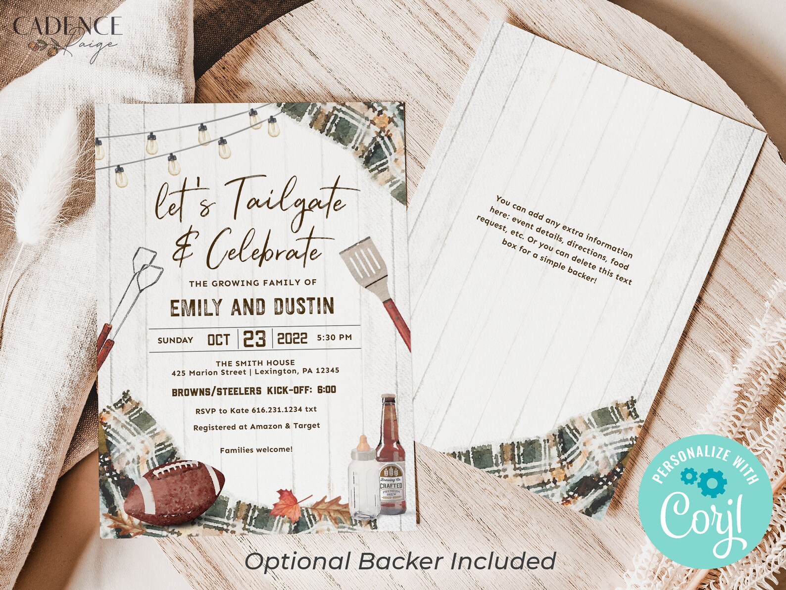 Tailgate and Celebrate Baby Shower Invite, Football Baby Shower ...