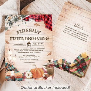 Friendsgiving Invitation, Flannel and Friends Invite, Fall Bonfire ...