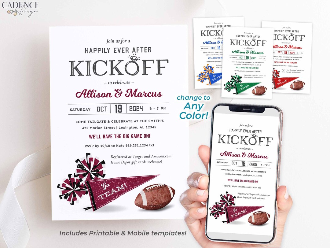 Football Couples Shower Invitation Tailgate Wedding Shower Invite ...