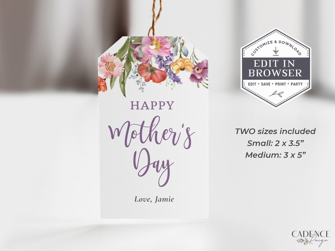 Printable Mother's Day Gift Tags, Mother's Day Treat Tags, Spring Favor ...