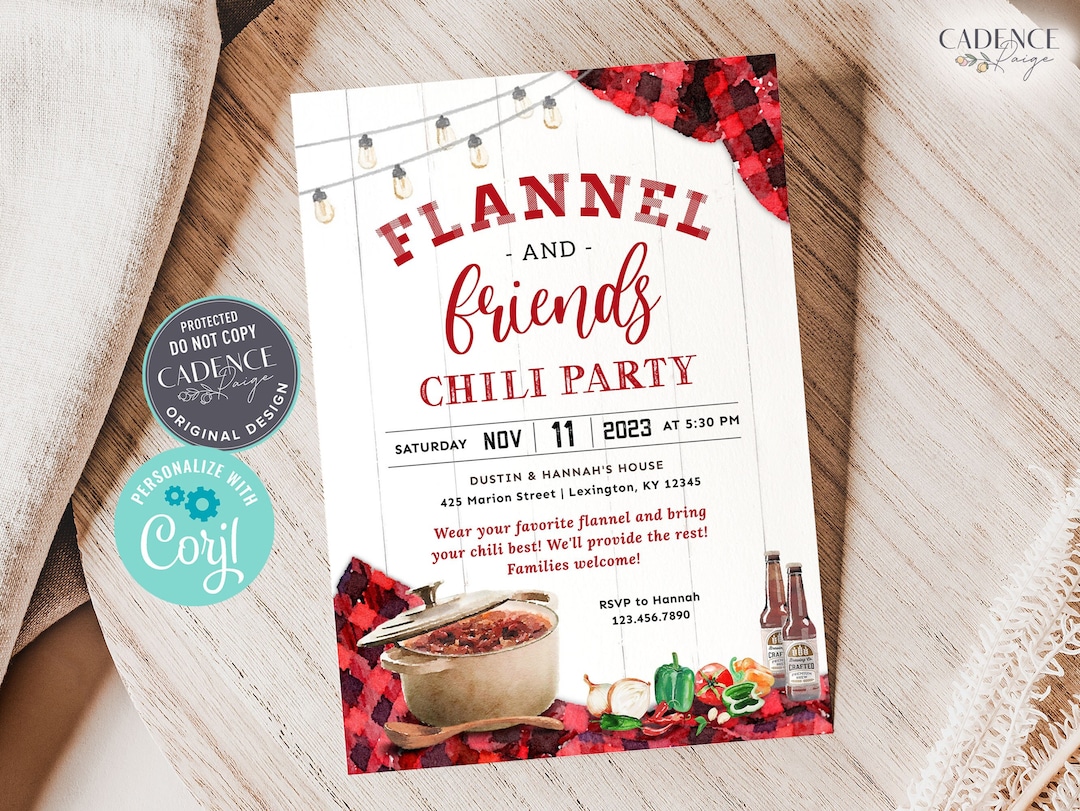 Chili Cook off Invitation, Chili Party, Chili Potluck Party Invitation ...