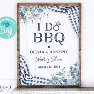 Dusty Blue I Do BBQ Welcome Sign, I Do BBQ Welcome Poster, Blue Bbq ...