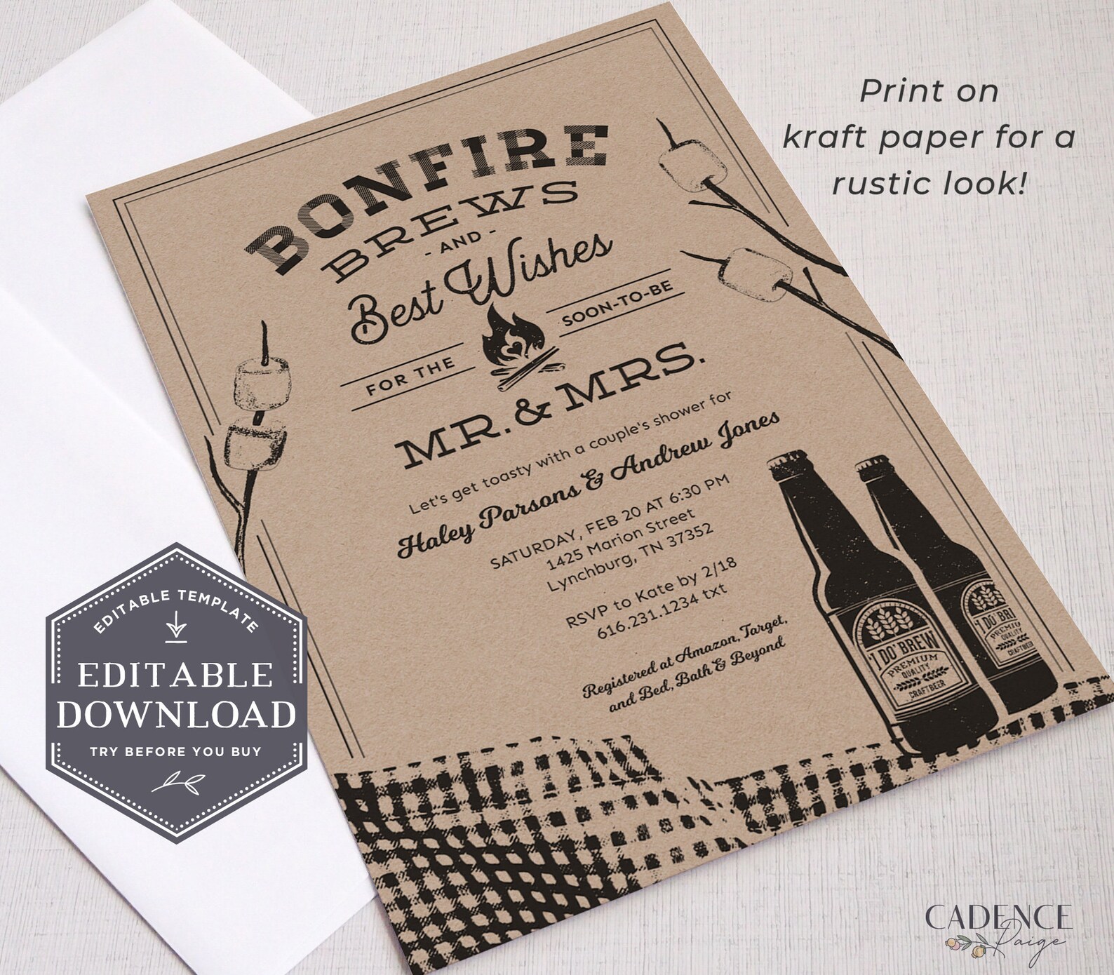 Bonfire Couples Shower Invitation Rustic Couple's Shower - Etsy