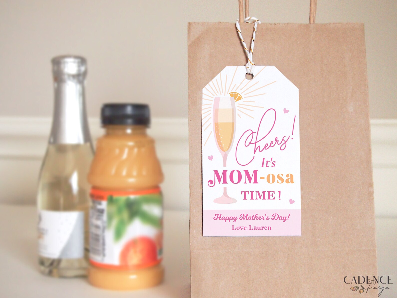 Mimosa Mother's Day Gift Tag, Mom-osa Gift Tag for Mother's Day, Gift ...