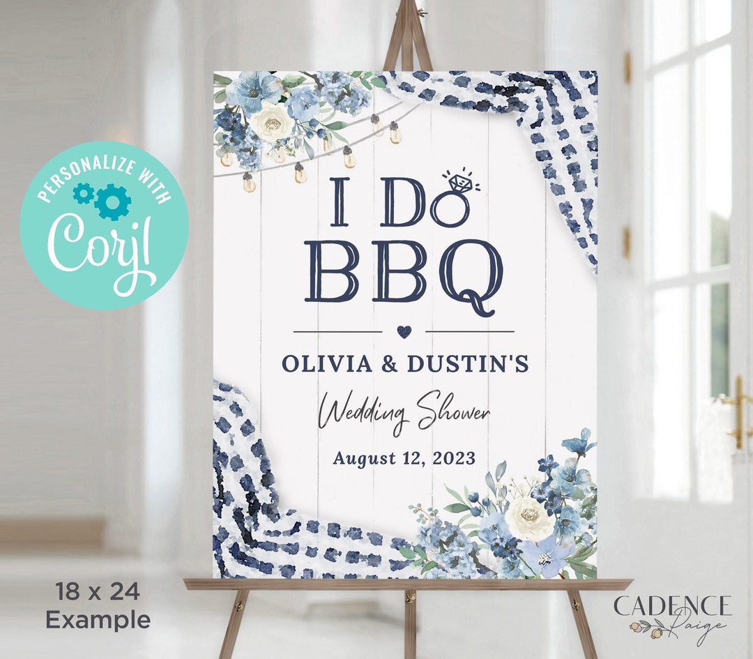 Dusty Blue I Do BBQ Welcome Sign, I Do BBQ Welcome Poster, Blue Bbq ...