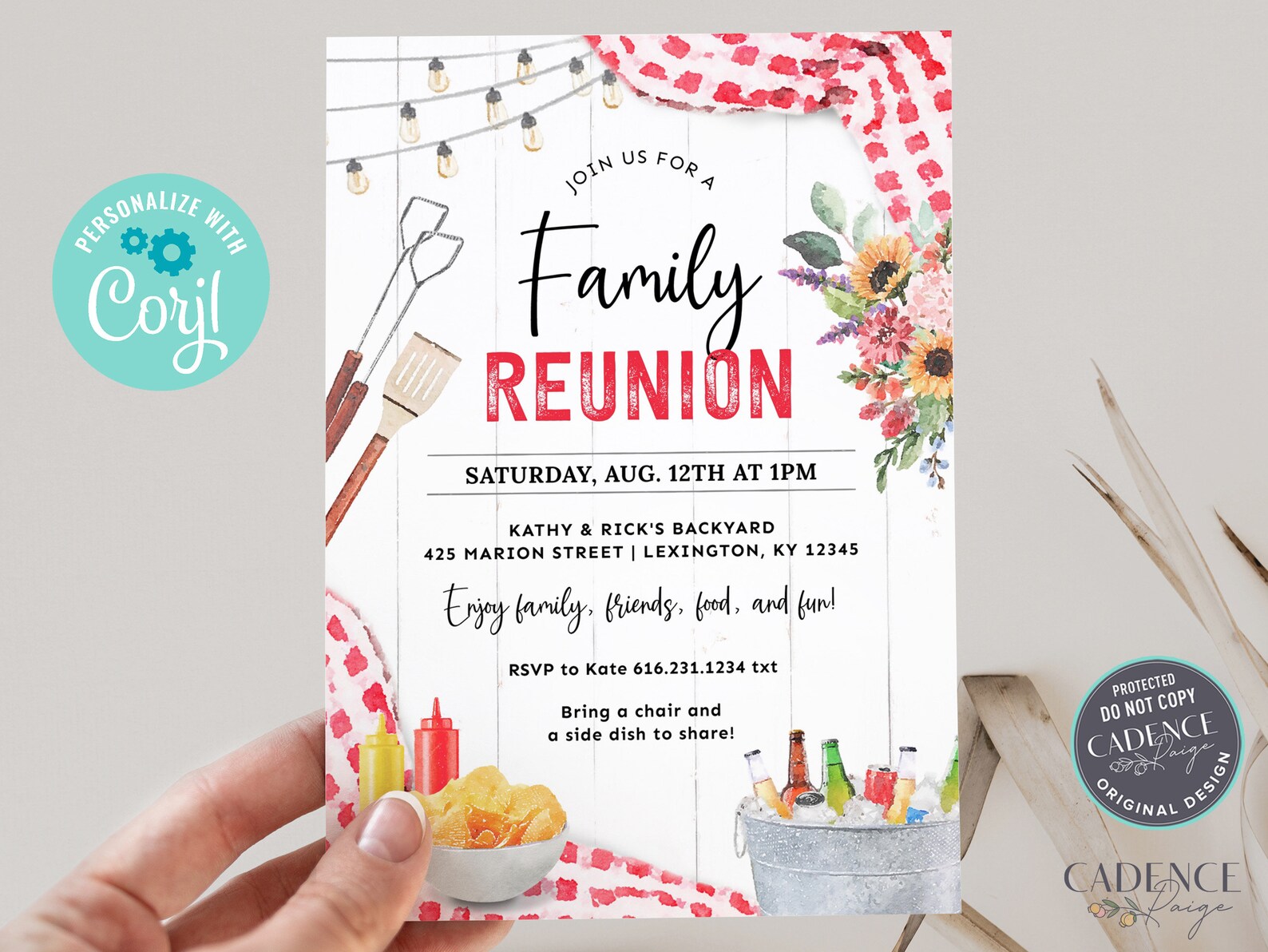Family Reunion Invitation, Family Picnic Invitation, Reunion BBQ ...