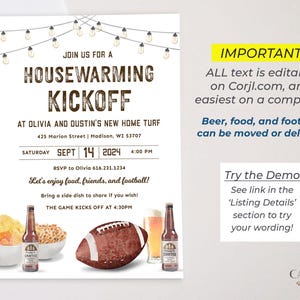 Housewarming Party Invitation Football Housewarming Kickoff Invite ...