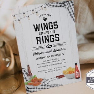 Hot Wings Couples Shower Invitation, Wing Night, Casual Rehearsal ...