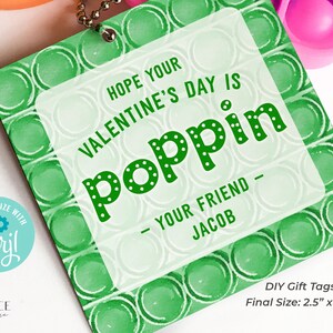 Valentine's Day Pop It Tags, Classroom Valentines, Printable Pop It ...