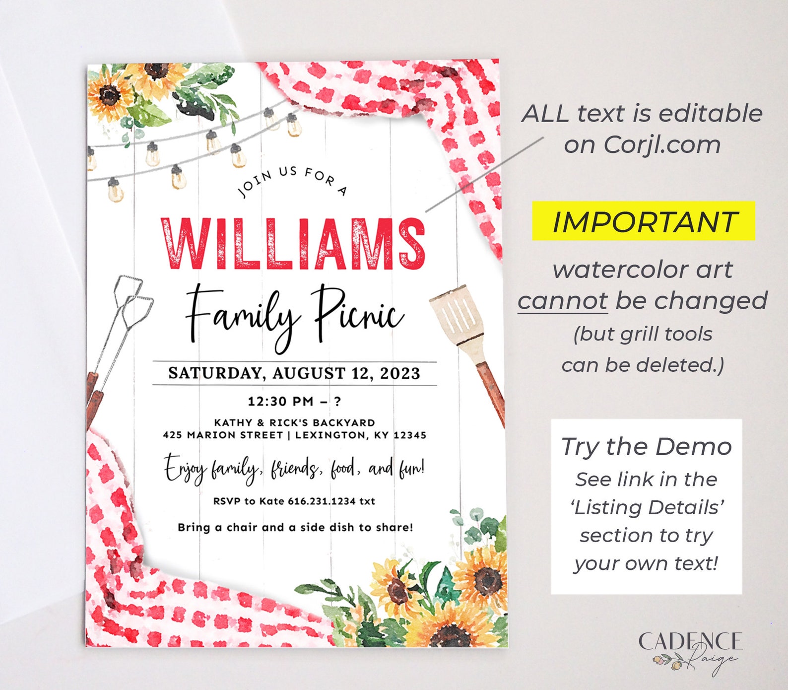 Family Reunion Invitation, Summer Picnic Invite, Family Cookout Invite ...
