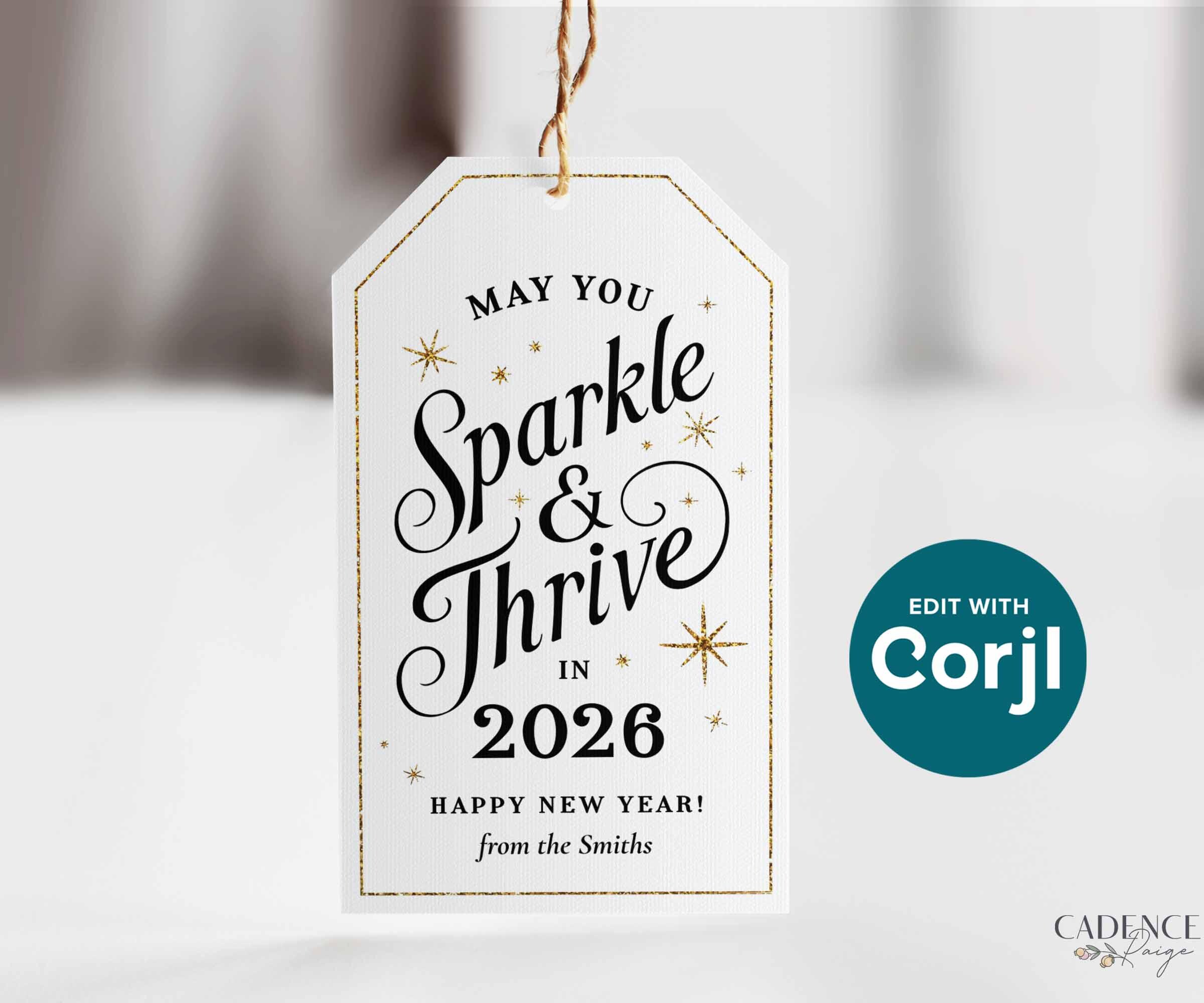 Happy New Year Gift Tag, Printable New Years Tag, New Years Eve ...