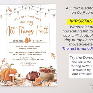 All Things Fall Invitation, Digital Fall Harvest Party Invitation ...