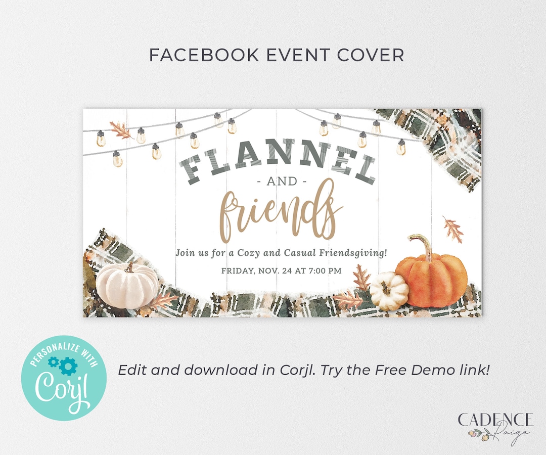 Friendsgiving Facebook Event Cover, Flannel and Friends Invitation, Fun ...