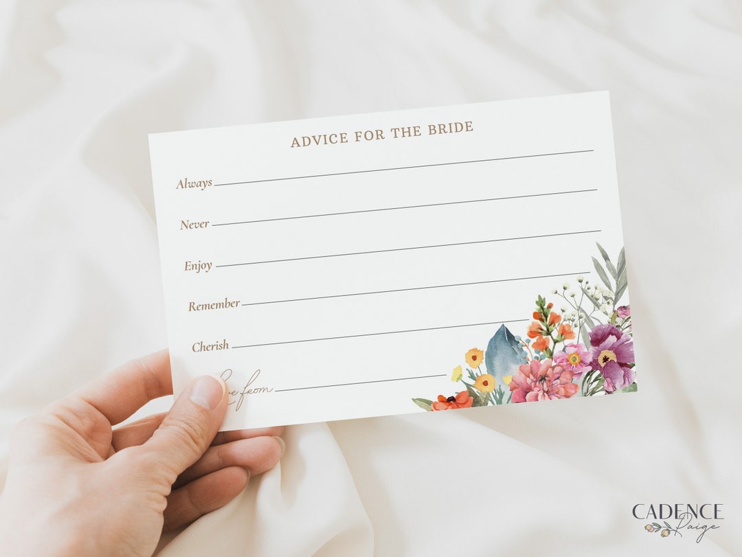 Advice and Wishes for the Bride Cards, Wildflower Bridal Note Cards ...