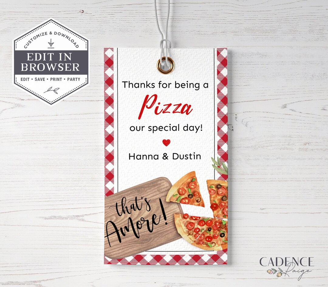 Pizza Favor Tags, Pizza Gift Tags, Printable Pizza Favors, Italian ...