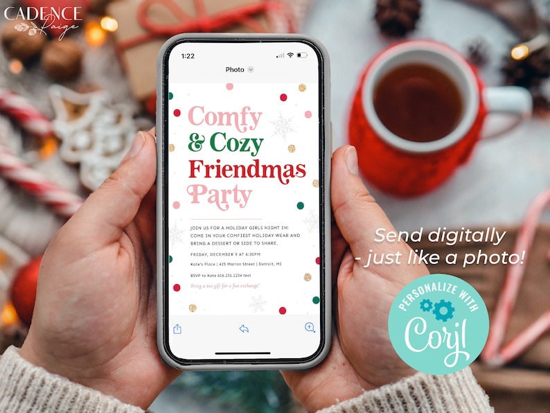 Friendmas Party Invitation, Christmas PJ Party Invitation, Girls Night ...