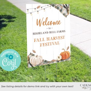 Fall Harvest Fest Welcome Sign Template, Fall Fest Welcome Sign, Autumn ...
