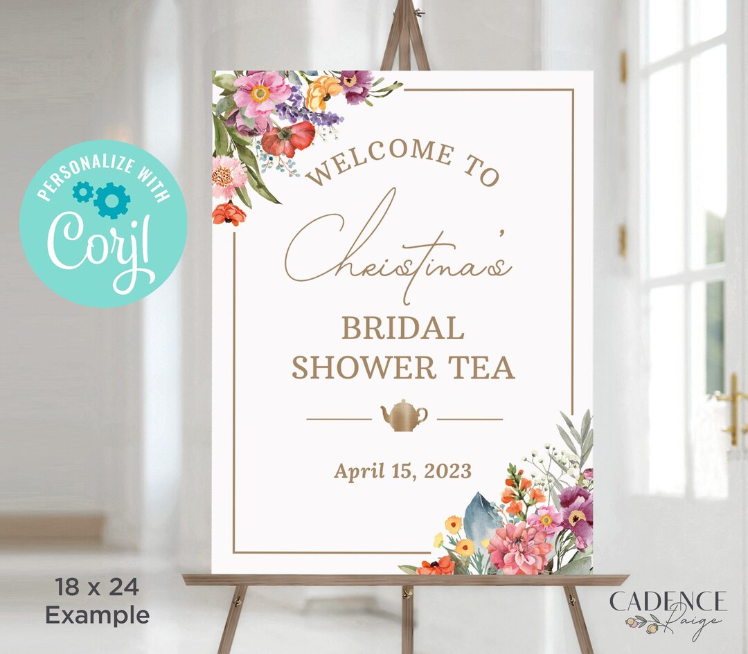 Bridal Shower Tea Welcome Sign, Bridal Tea Sign, Welcome to Bridal ...