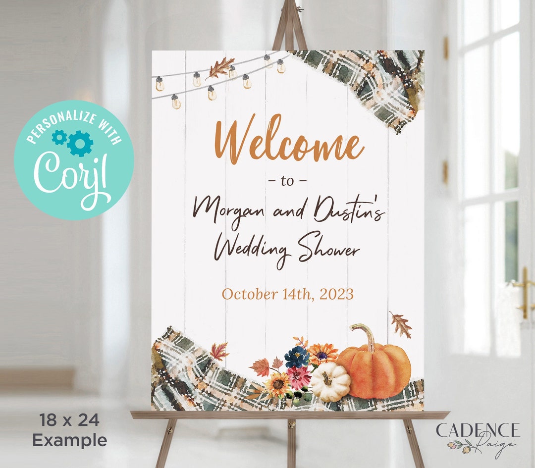Fall in Love Welcome Sign, Fall Couples Shower Welcome Sign, Autumn ...