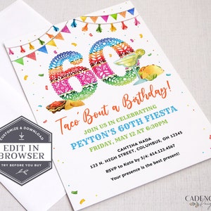60th Birthday Invitation Fiesta Theme, Taco Bout 60 Invitation, 60th ...