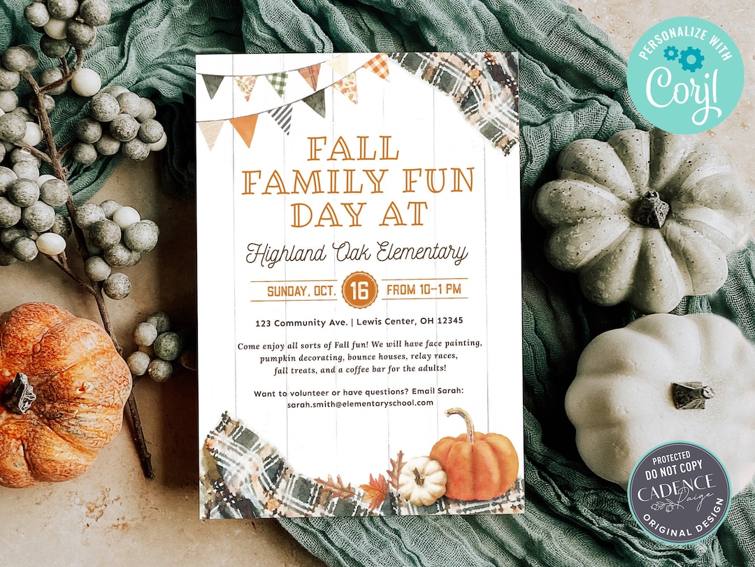 Fall Harvest Party Invitation, School Fall Festival, Pumpkin Fest ...