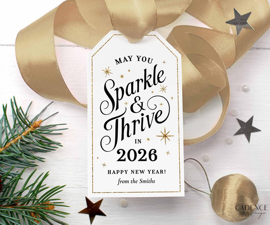 Happy New Year Gift Tag, Printable New Years Tag, New Years Eve ...