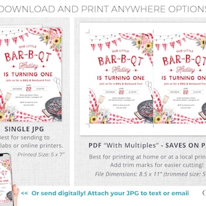 First Birthday BBQ Invitation, 1st Birthday BBQ Party Text Invitation ...