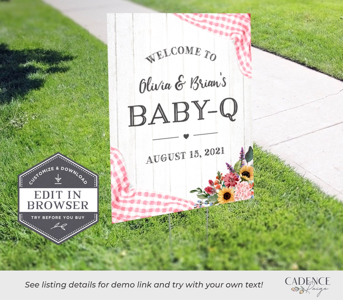 Pink BabyQ Welcome Sign Baby-Q Shower Sign BBQ Baby Shower | Etsy