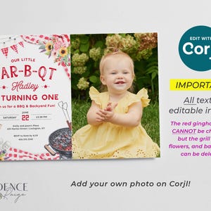First Birthday BBQ Invitation, 1st Birthday BBQ Party Text Invitation ...