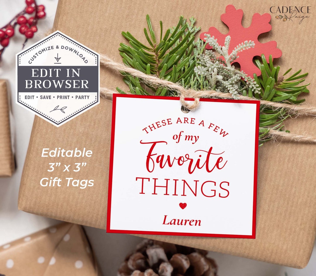 Favorite Things Gift Tag, Small Favorite Things Gift Tag, Printable ...