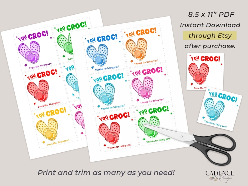 You Croc Student Gift Tag: Printable Teacher Reward (PDF Digital) - Etsy