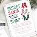 Christmas Sock Exchange Party Invite, Holiday Sock Swap Party Invite ...
